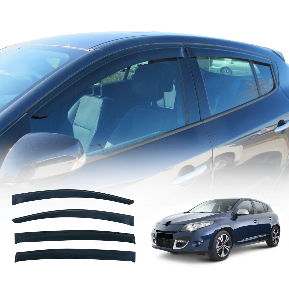 Weather Shields for Renault Megane Series 3 B32 B95 Hatch 2010-2016 ...