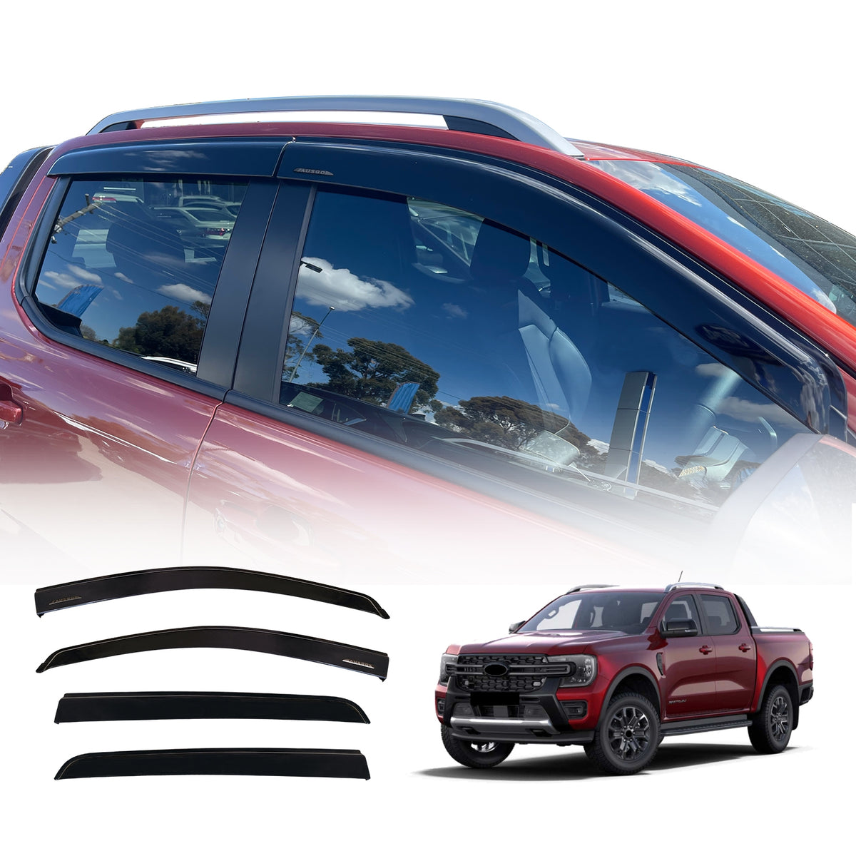 Injection Weather Shields for Ford Ranger Next-Gen Dual Cab 2022-Onwar ...